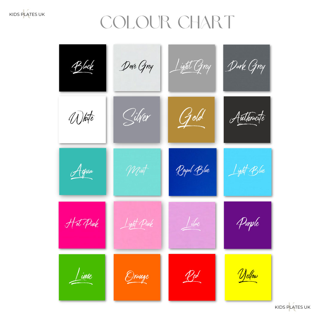 WHITE FRONT Personalised Kids Small Plastic Number Plate – Flexi Plates Uk