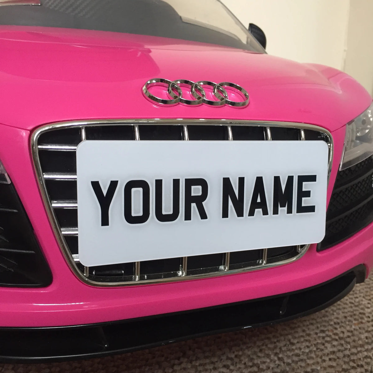 WHITE FRONT Personalised Kids Small Plastic Number Plate – Flexi Plates Uk
